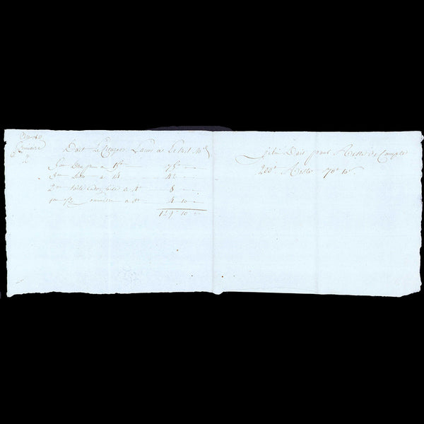 Lebel - Facture / Mémoire du drapier à Paris (1801)
