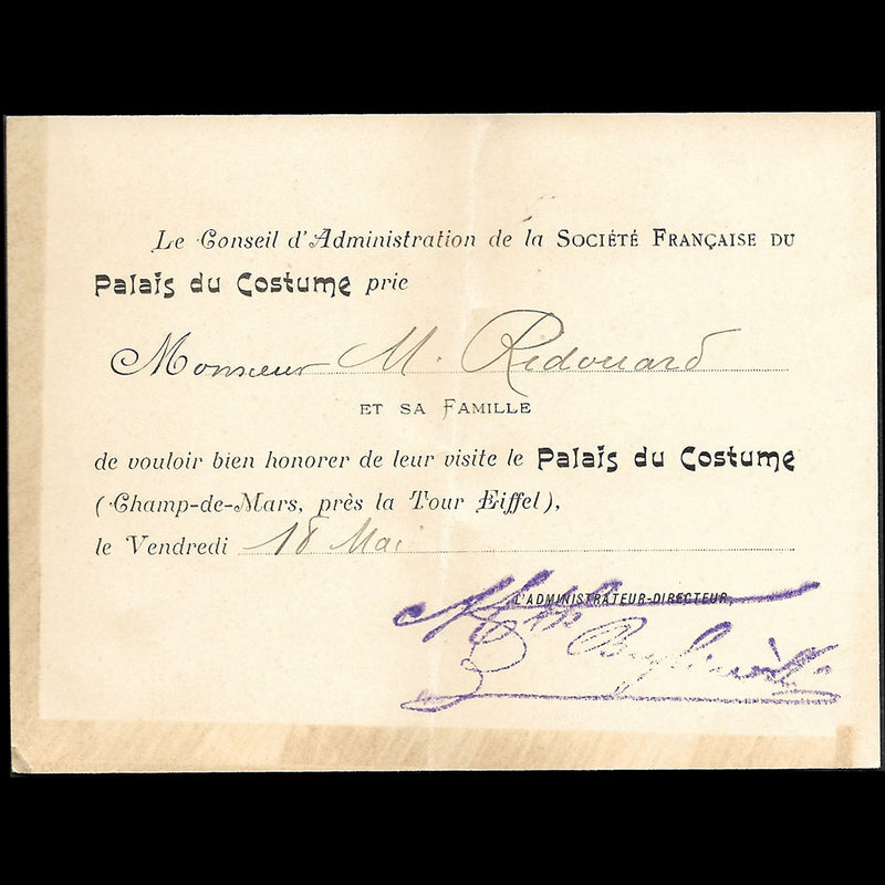 Exposition Universelle de Paris de 1900 - Invitation au Palais du Cost