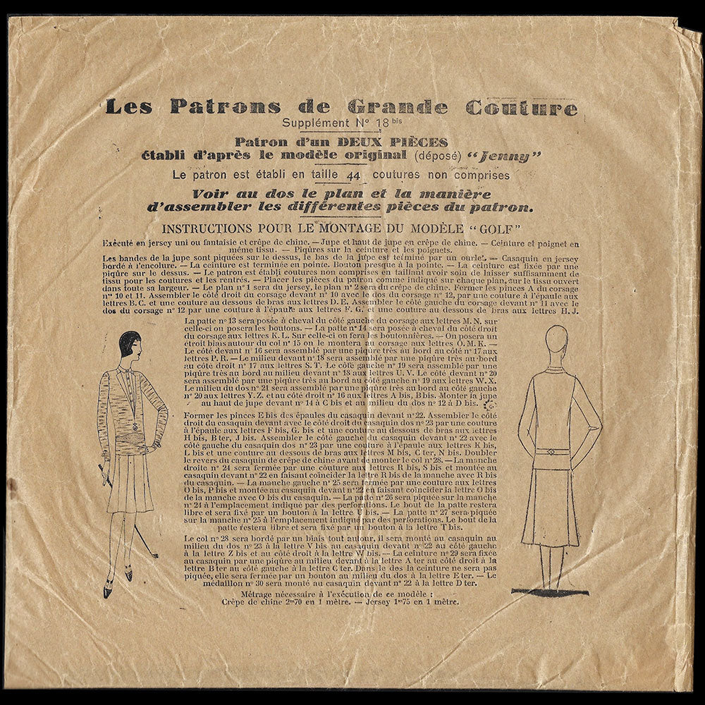 Les Patrons de Grande Couture - Numéro 18, patron de l'ensemble Golf d