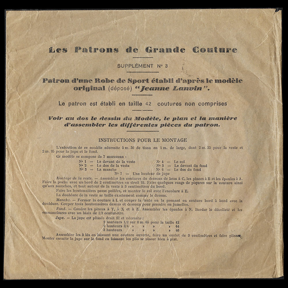 Les Patrons de Grande Couture - Numéro 3, patron de la robe de sport S