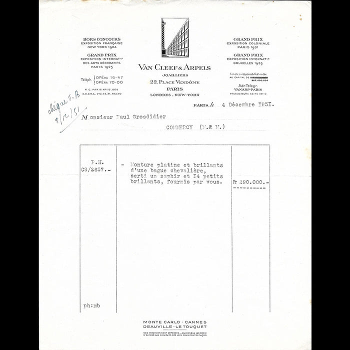 Van Cleef & Arpels - Facture des joailliers, 22 place Vendôme à Paris