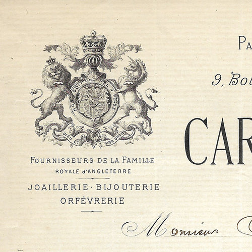 Cartier Fils - Facture de la maison de joaillerie, bijouterie, orfèvre