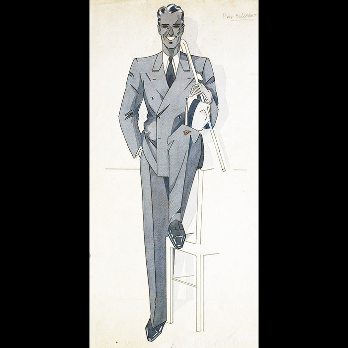 Elégant à la canne - Dessin de Guy Sabran (circa 1935)