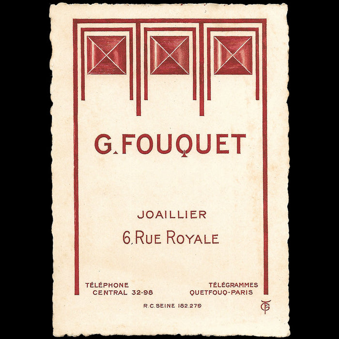 Fouquet - Carte de la maison de joaillerie, 6 rue Royale à Paris (circ