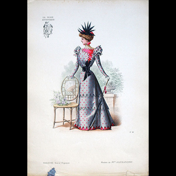 Mme Alexandre - Toilette vue à l'hippique, gravure de La Mode Artistiq