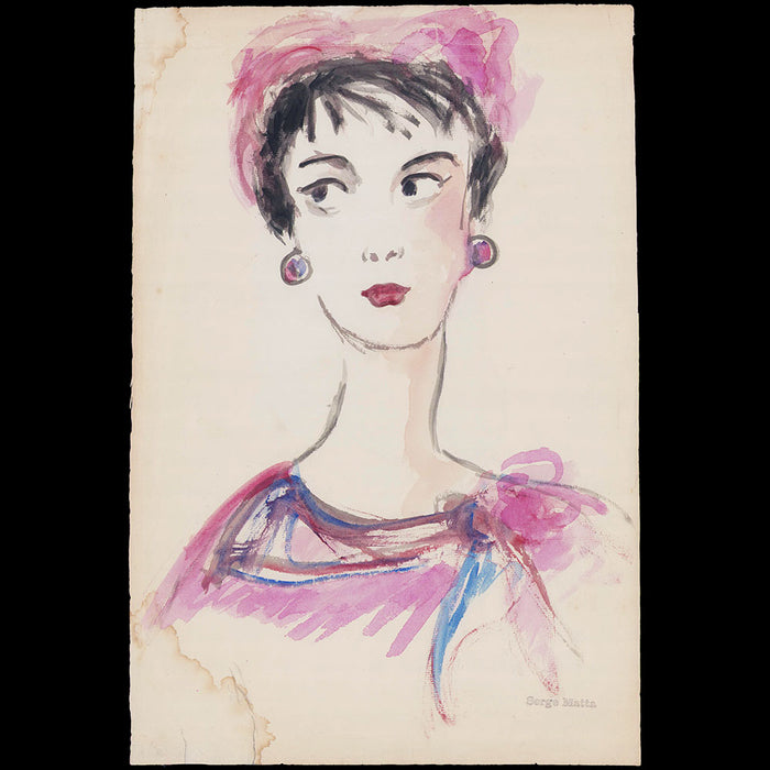Serge Matta - Dessin double face (circa 1958-1962)