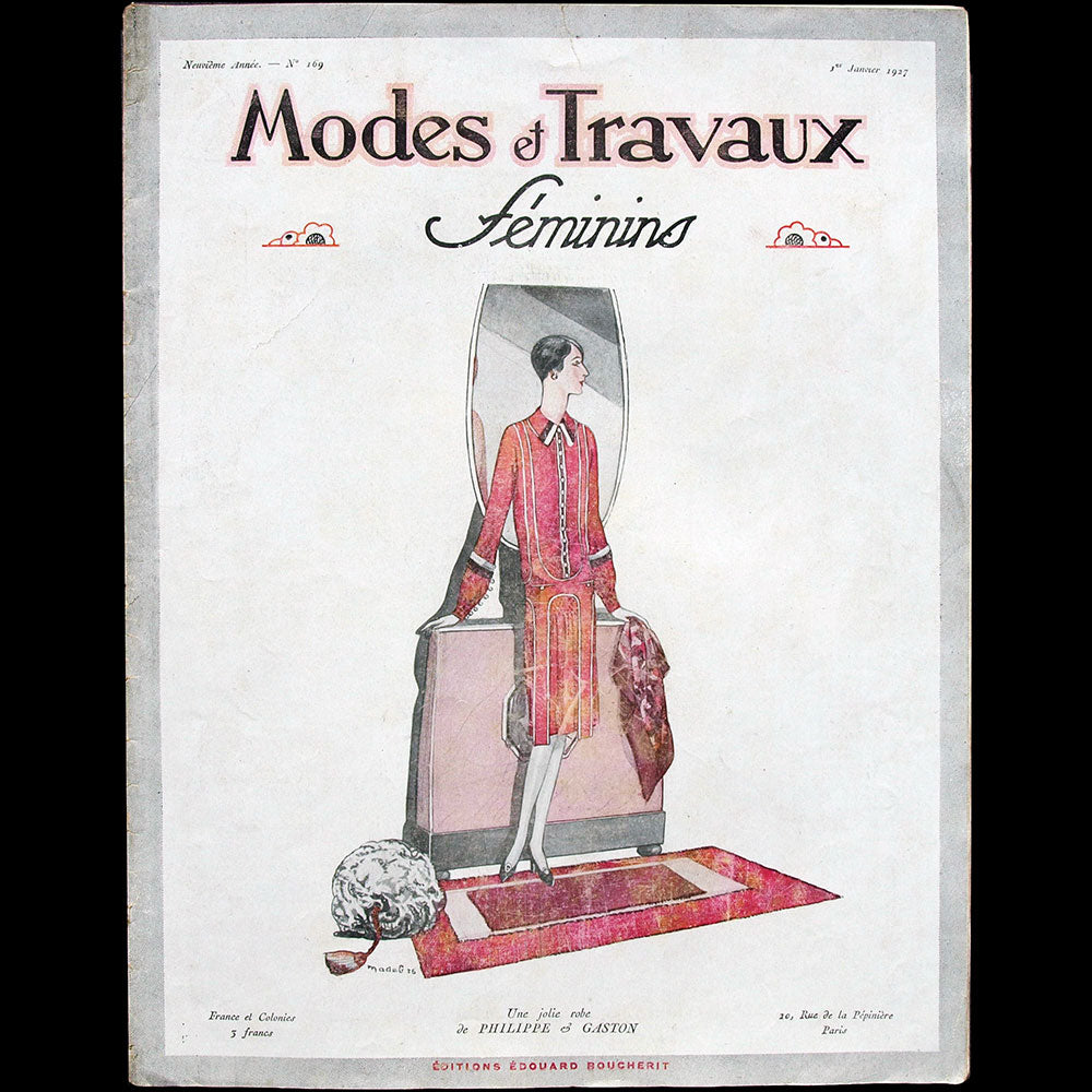 Modes et Travaux, 1er janvier 1927, couverture de Madeb d'un modèle de